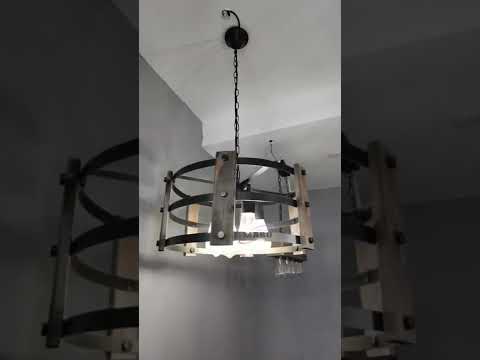 Vintage style round wooden decor restaurant hanging chandelier