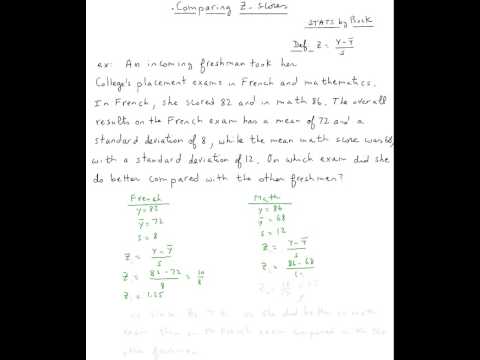 z-scores - Comparing values of two variables #1