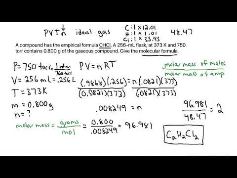 Chemistry - A compound has the empirical formula CHCl. A 256-mL flask, at 373 K and 750. torr...