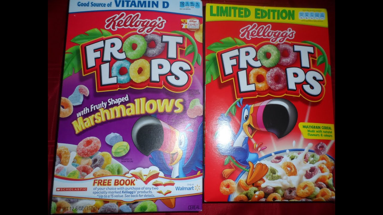 British Kellogs Froot Loops Vs American USA imported version. What a Rip Off !!!!!
