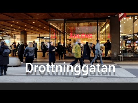 Walking on Drottninggatan from Kungsgatan to Sergels torg.| Stockholm City Central Sweden.