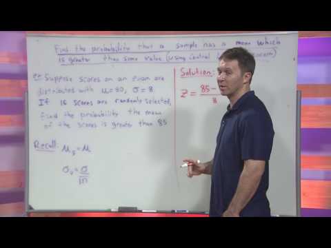 Find the probability that a sample has a mean which is greater than some value 01 Standard
