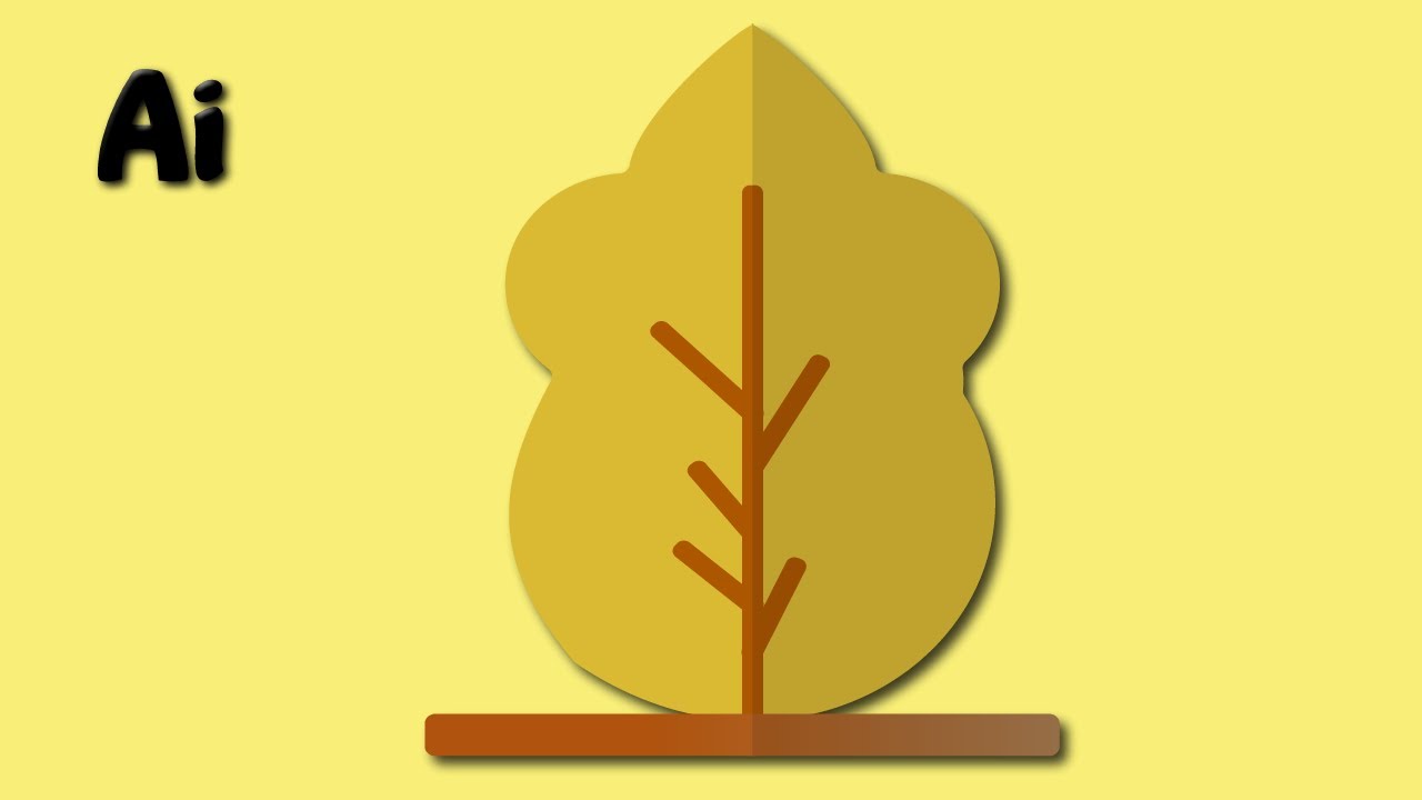 How to draw Easy flat design tree| Adobe Illustrator Tutorial