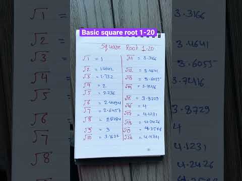 Short_break basic square root 1-20
