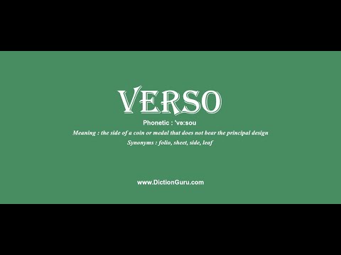 verso: Pronounce verso with Meaning, Phonetic, Synonyms and Sentence Examples