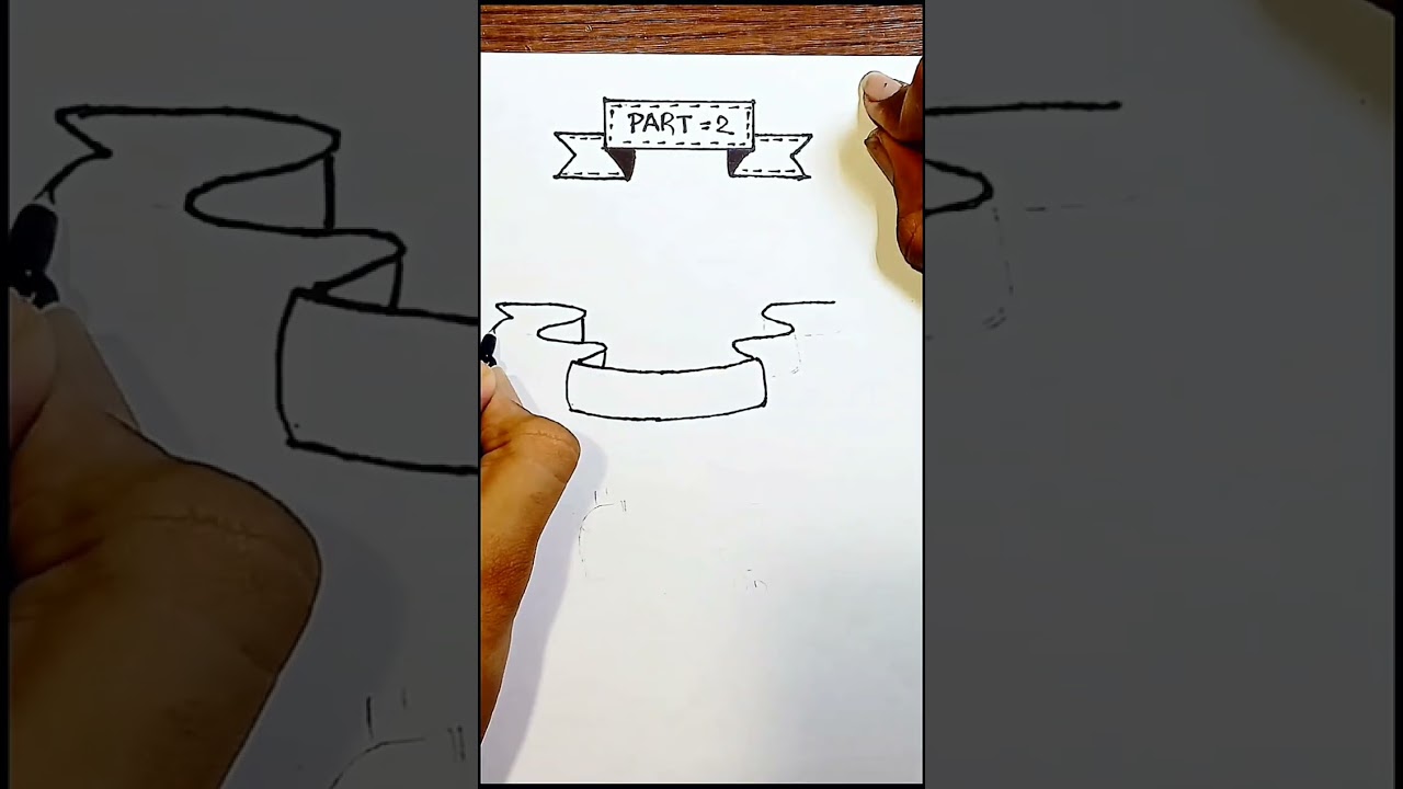 how to draw 3d ribbon drawing||3d banner drawing||#shorts #arts #drawing