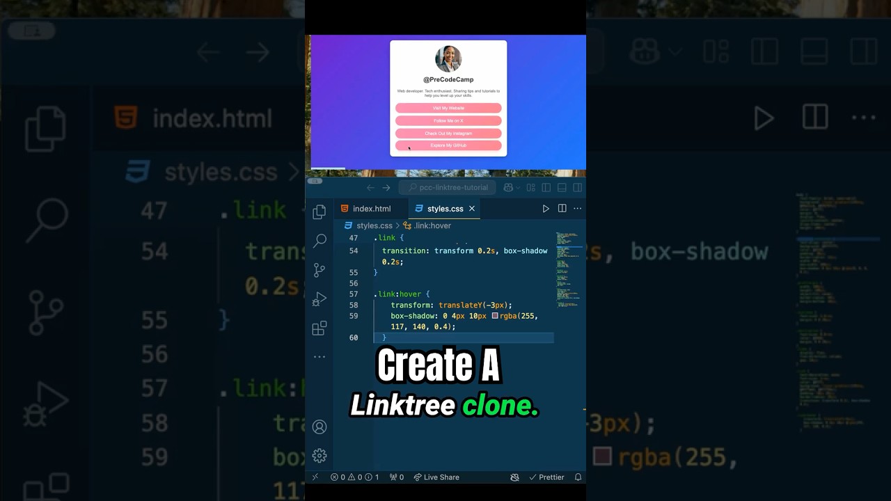 Build a Linktree Clone in 3 Minutes with HTML & CSS
