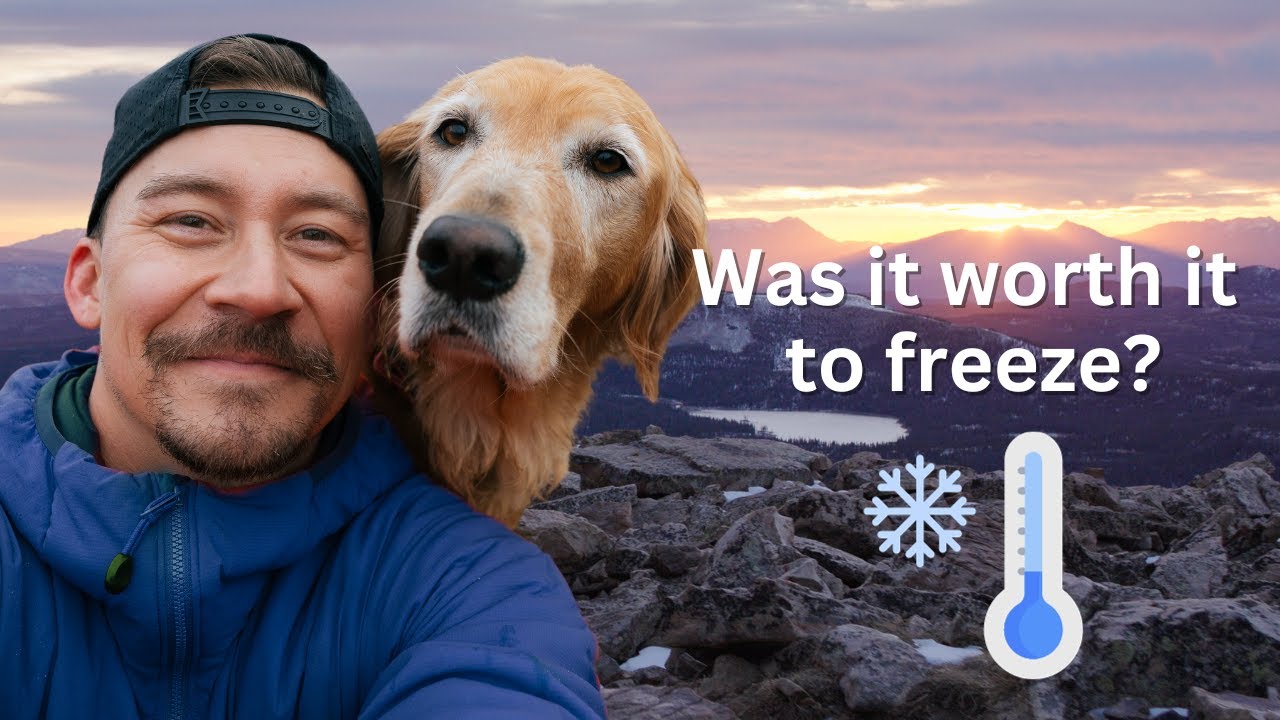 a freezing but beautiful sunset hike with my golden retriever
