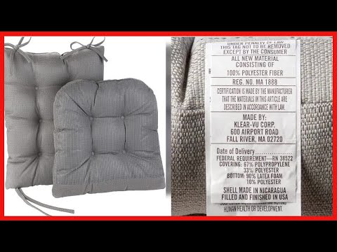 Klear Vu Non-Slip Omega Rocking Chair Cushions Set, Seat and SeatBack Pads, 2 Piece, Gray