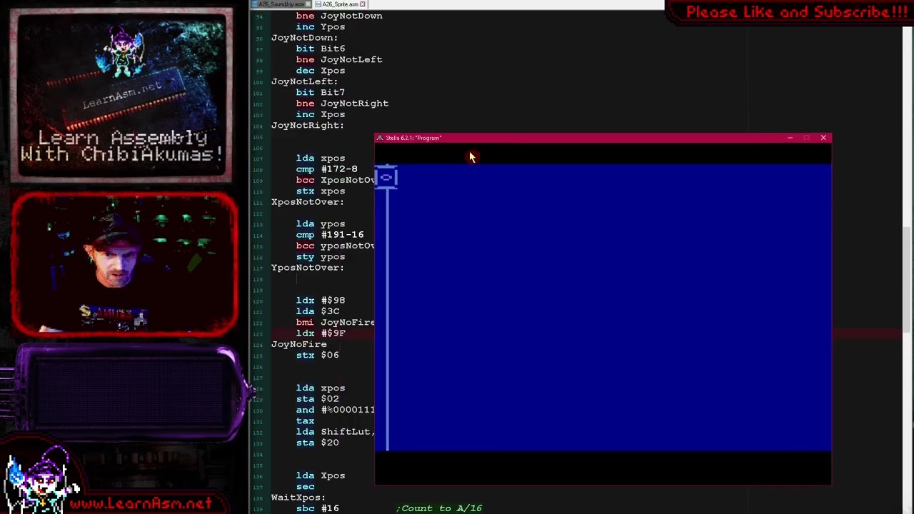 6502 Lesson P76 - Joystick and Sprite on the Atari 2600