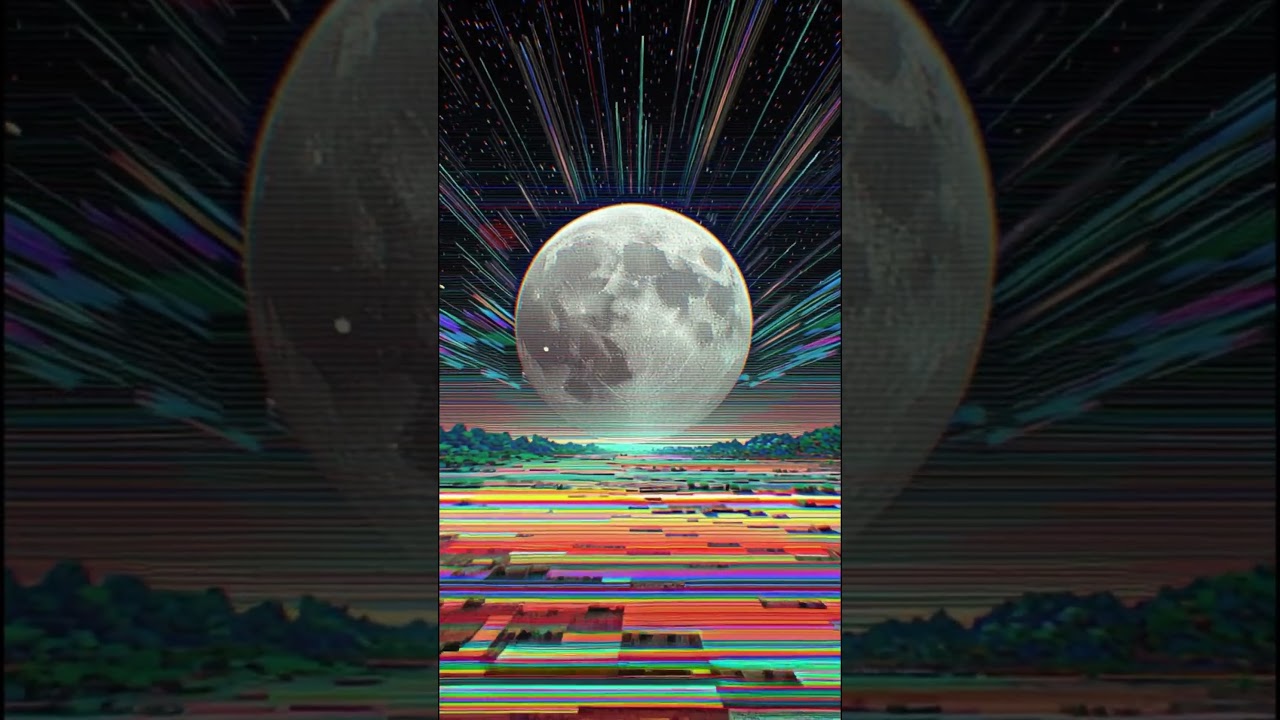 Retro Glitch Night Sky 🌕 Live Wallpaper