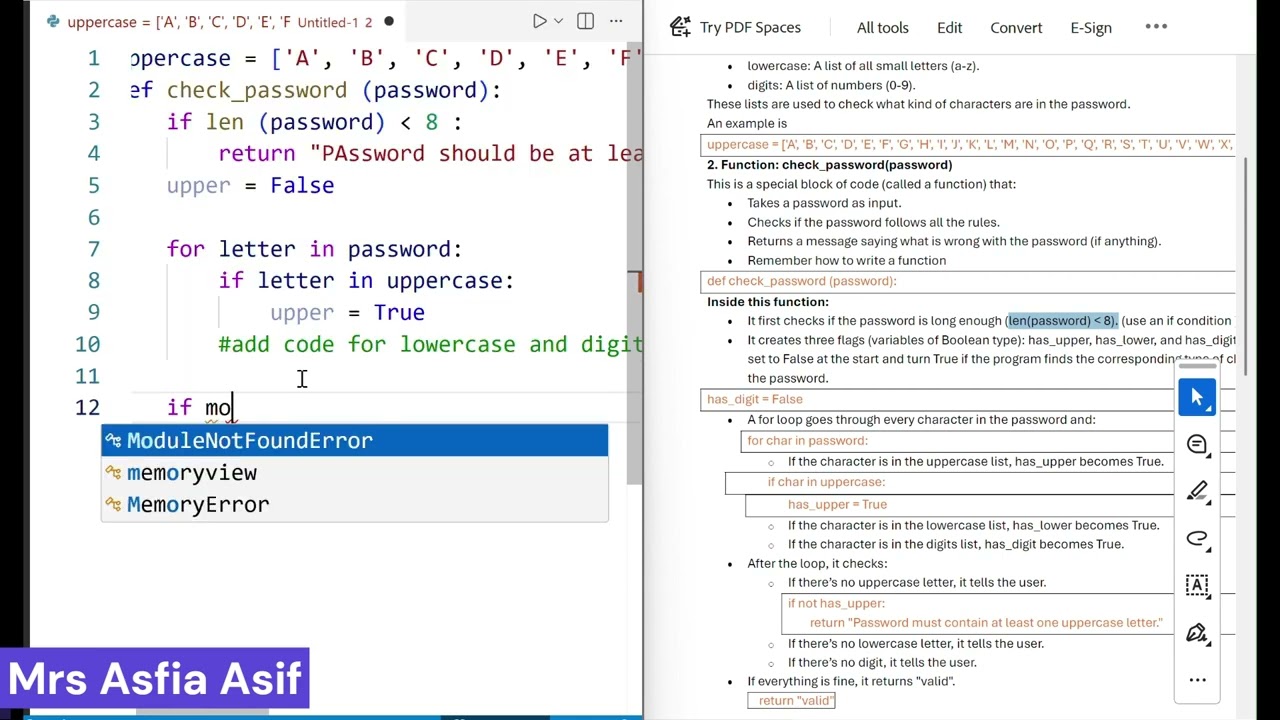 Grade 7 Project Explanation - Password Checker using Python