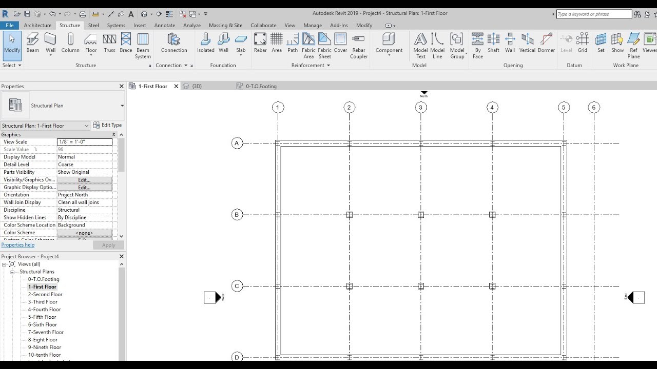 Revit Structure Basics, Grids, Columns