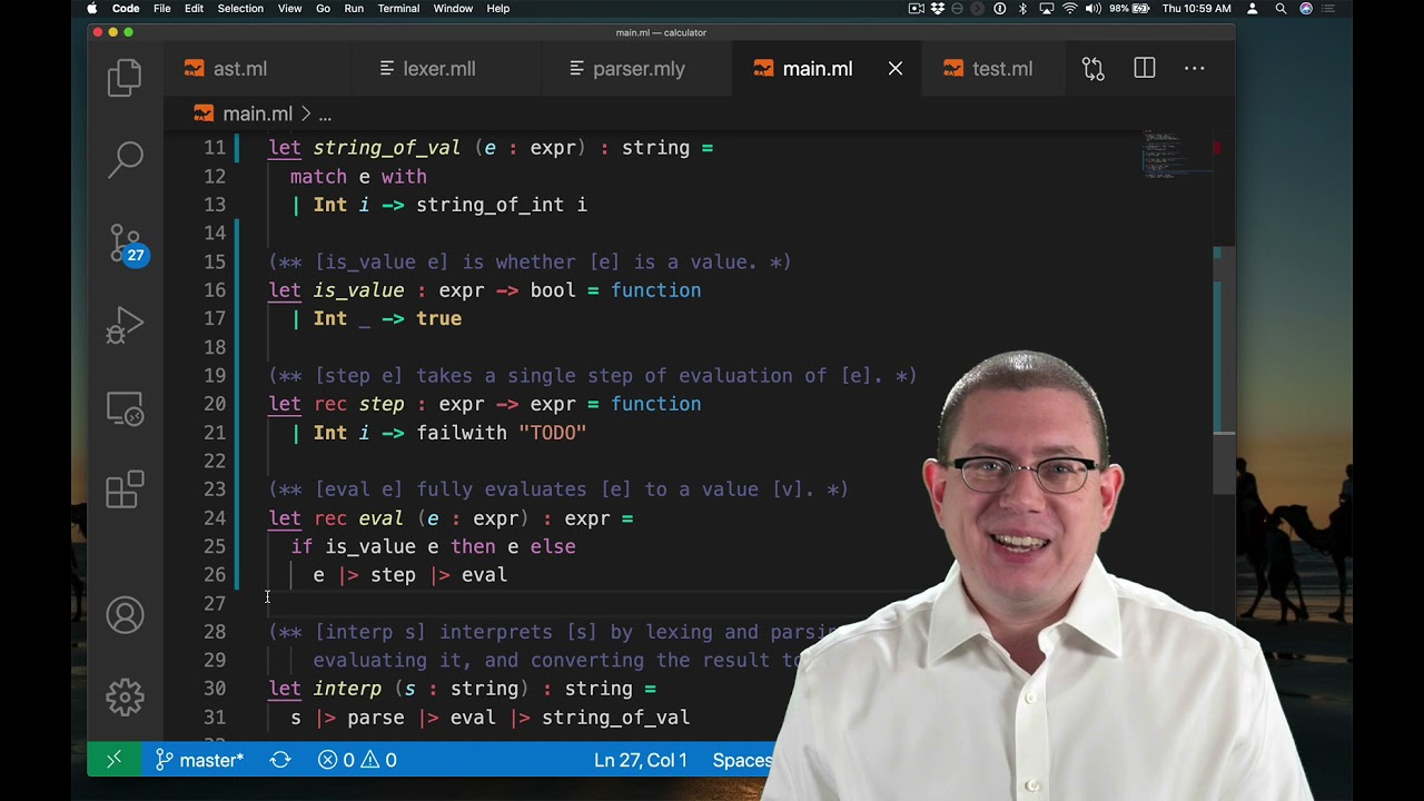 Calculator: Evaluate Integers | OCaml Programming | Chapter 9 Video 5
