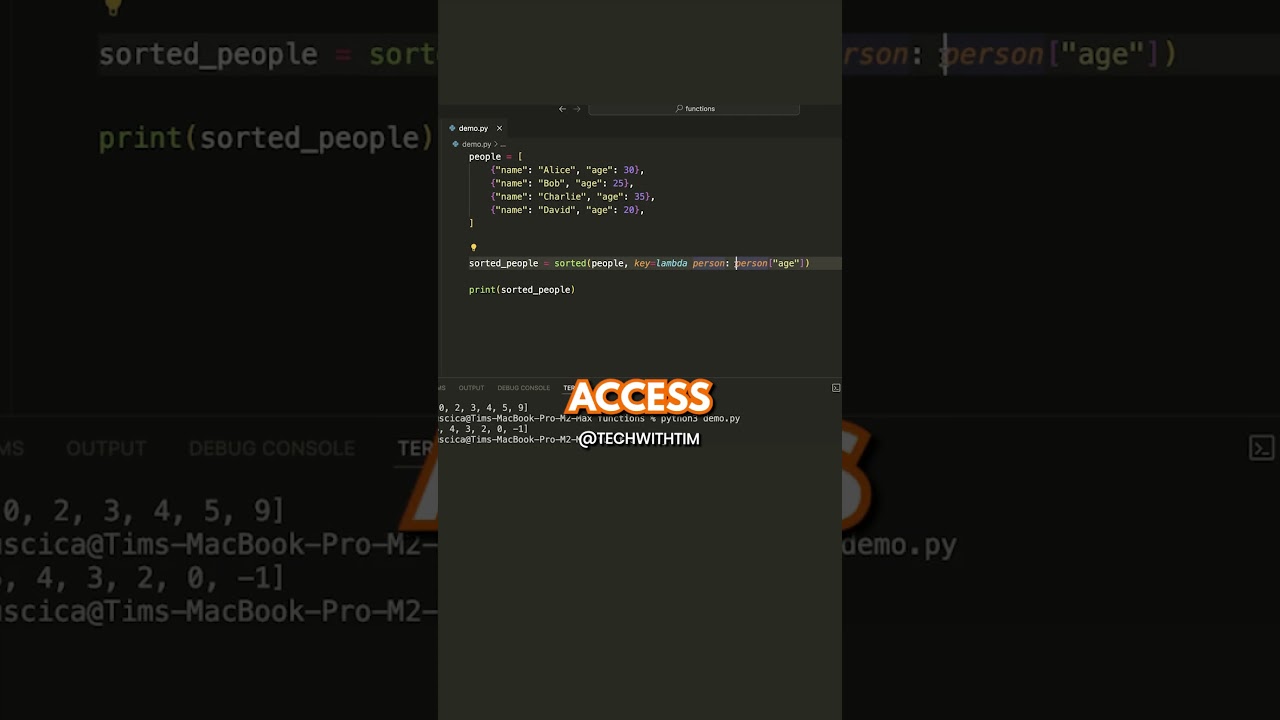 Lambda Function For Sorting in Python