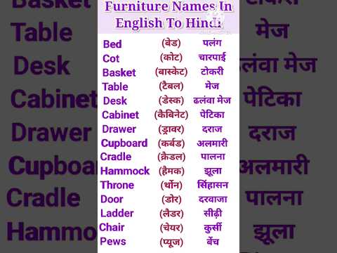 Furniture Names In English To Hindi #english #trending #shorts #viral