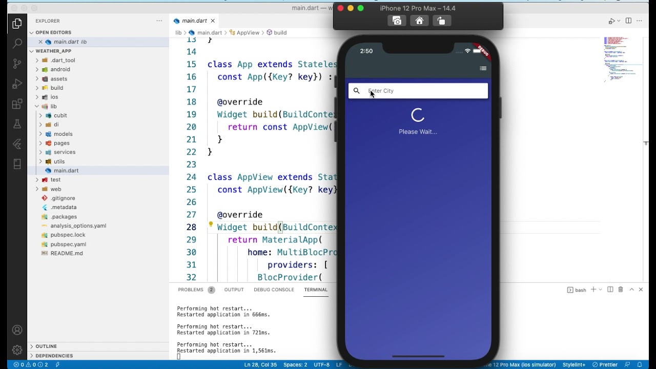 Weather App with Flutter, Cubit, GetIt