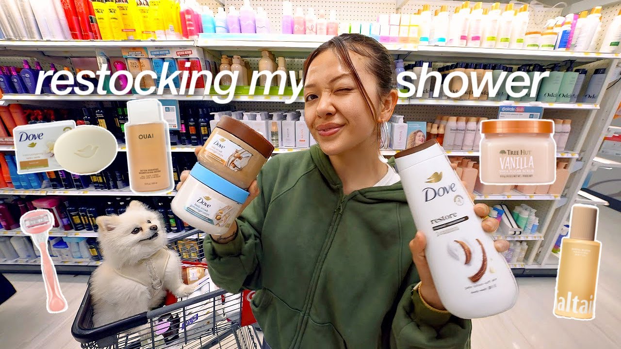 RESTOCKING MY SHOWER + EMPTIES DECLUTTER (self care & hygiene shopping)