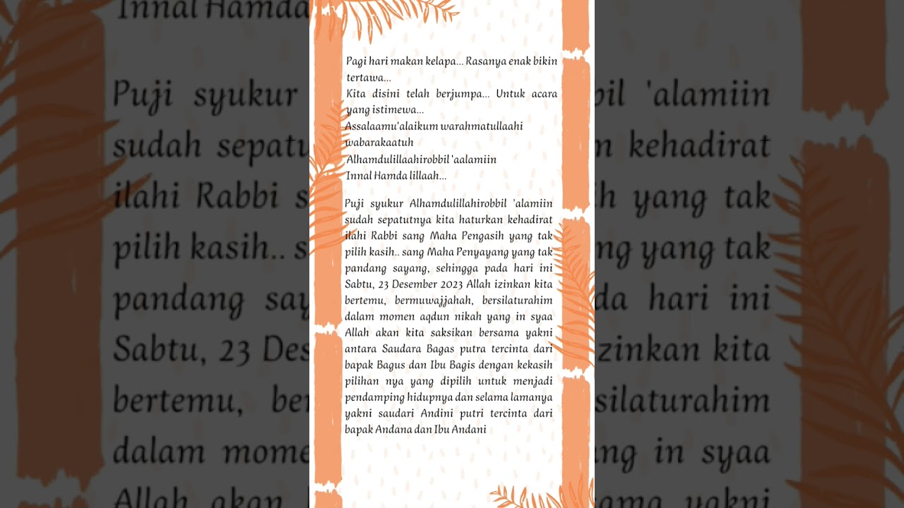 Contoh teks MC akad nikah ☺️