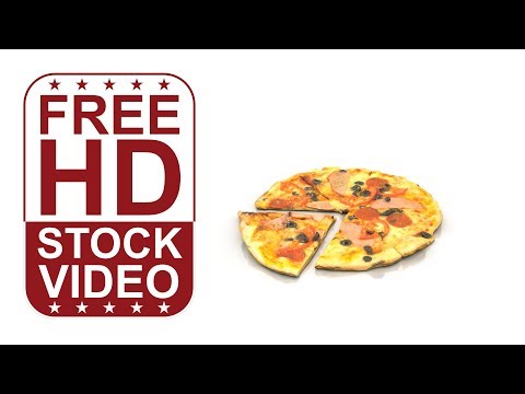 Free Stock Videos – pizza with olives on white background spinning slowly 360 degrees