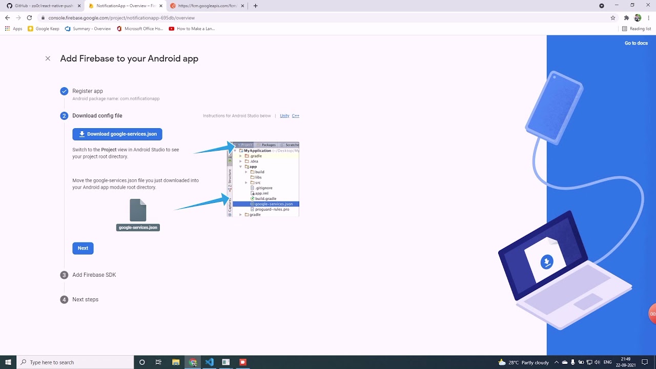 Push notification integration in react-native android
