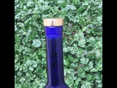 Wholesale 375 ML Cobalt Blue Glass Ice Wine Bottle with Golden Cork