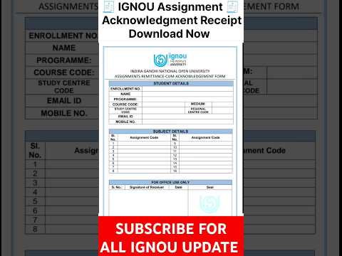 IGNOU Assignment Acknowledgment Receipt Download #ignouassignmentreceipt #ignoureceivingslip