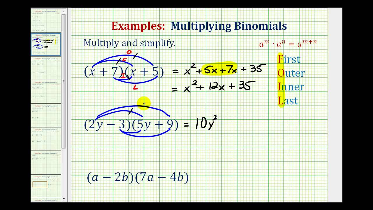 Ex:  Multiplying Binomials