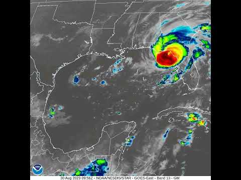 Infared Satellite Loop of Hurricane Idalia Making Landfall
