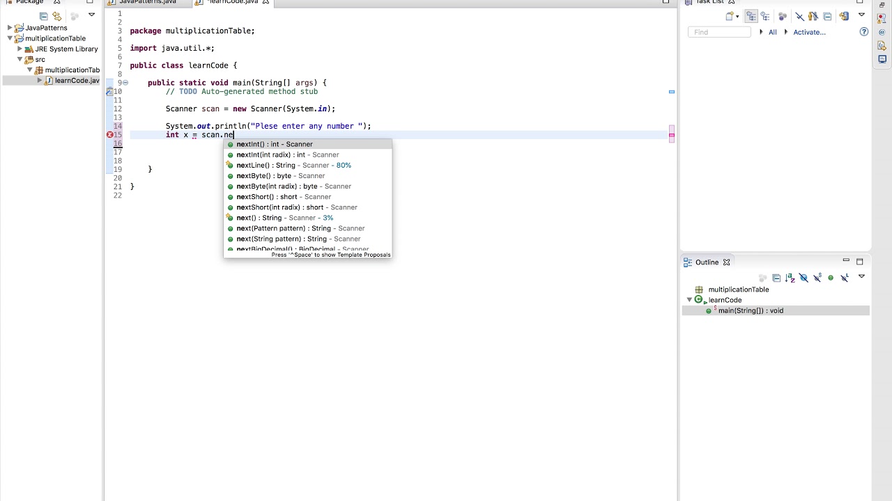 Multiplication Table in Java (using eclipse IDE)