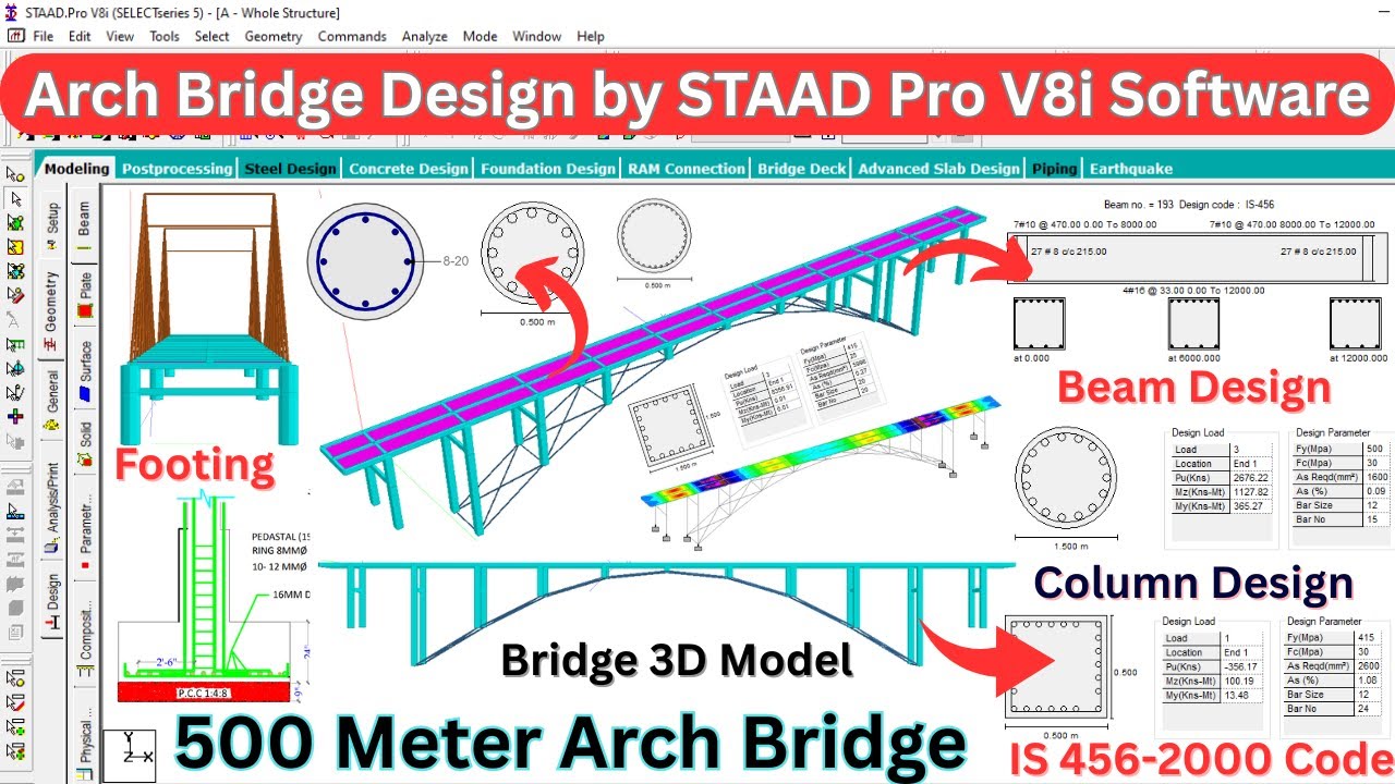 Arch Bridge design by STAAD Pro Software | Civil Engineering | Bridge design | Shravan | structural