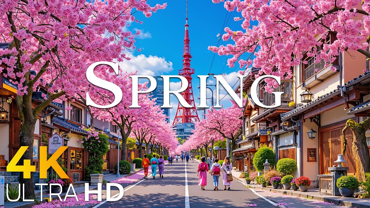 Japan in Spring 4K - Relaxing Music With Beautiful Natural Landscape - 4K Video UHD