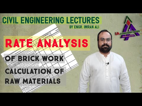 Rate Analysis of Brick Work | Calculation of Manpower Machinery and RAW Materials.