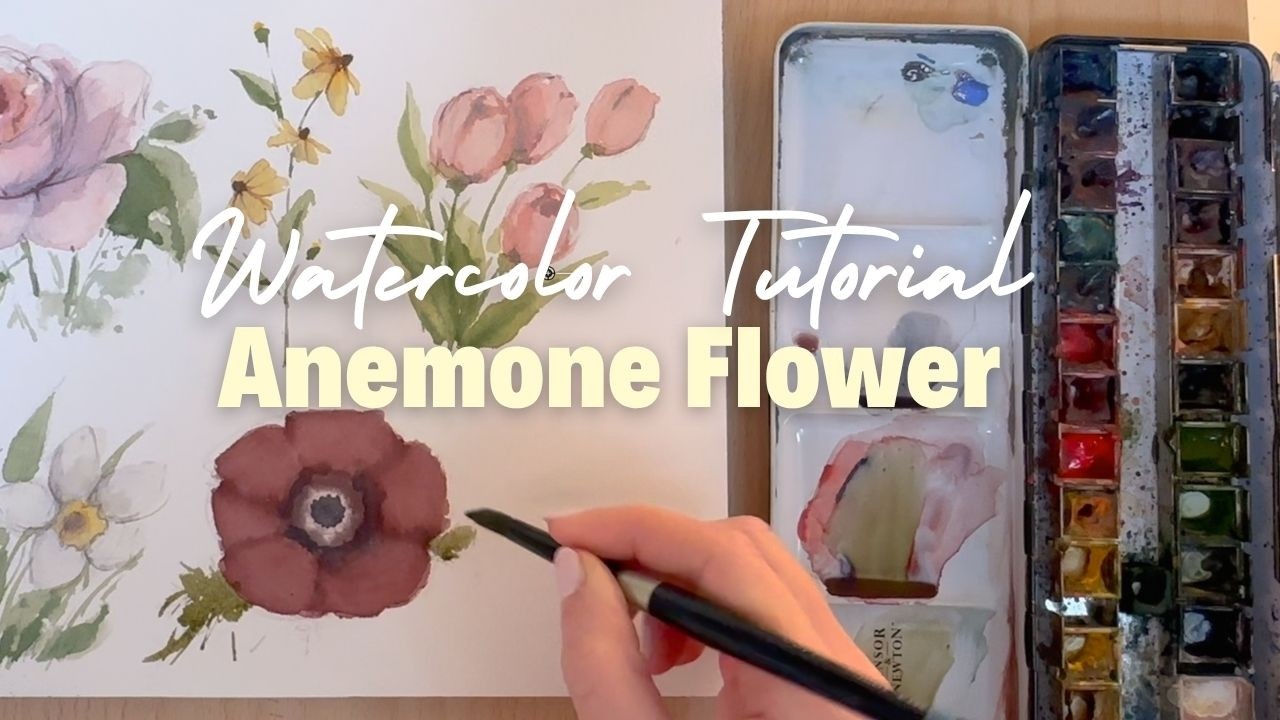Watercolor Spring Flowers | how to paint an Anemone