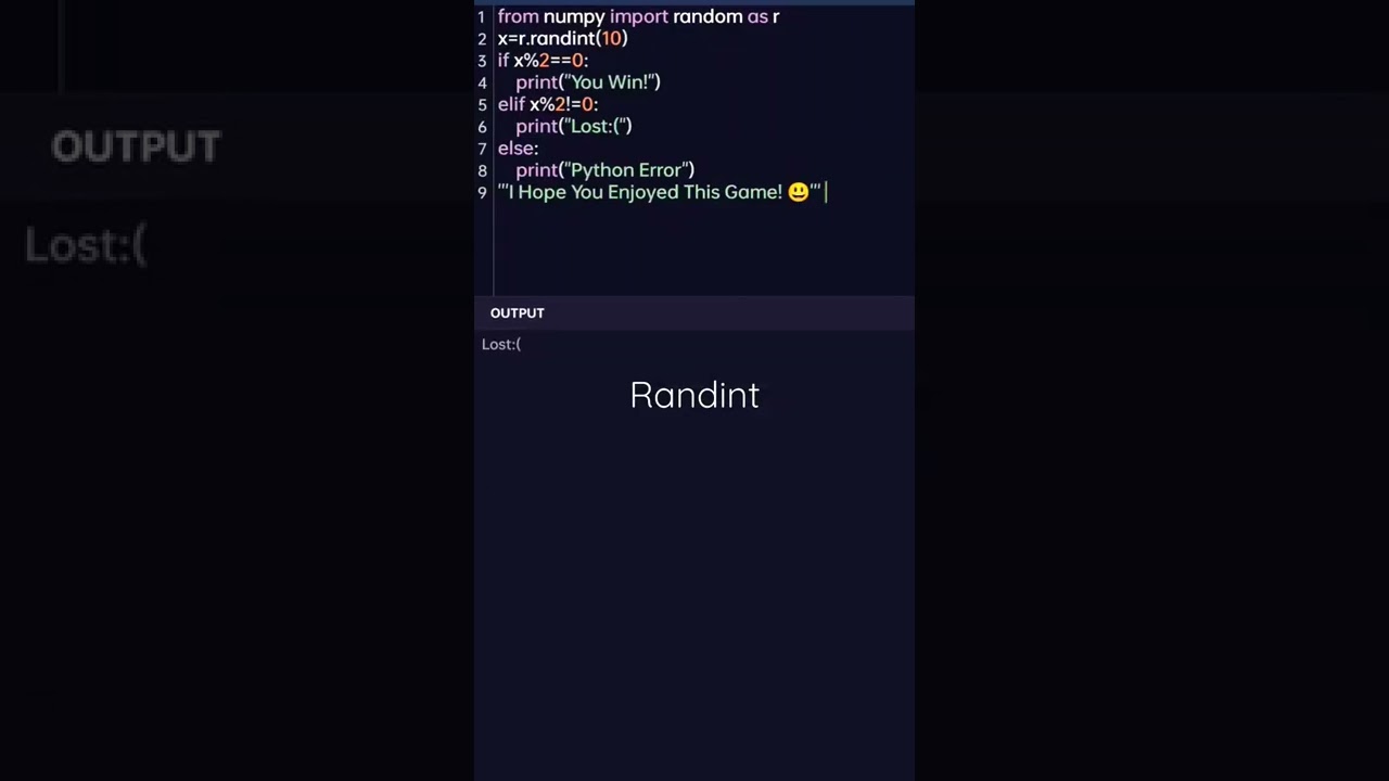 Small Game in just 8 lines Code! Using Python 🤯❤️ #python #shorts