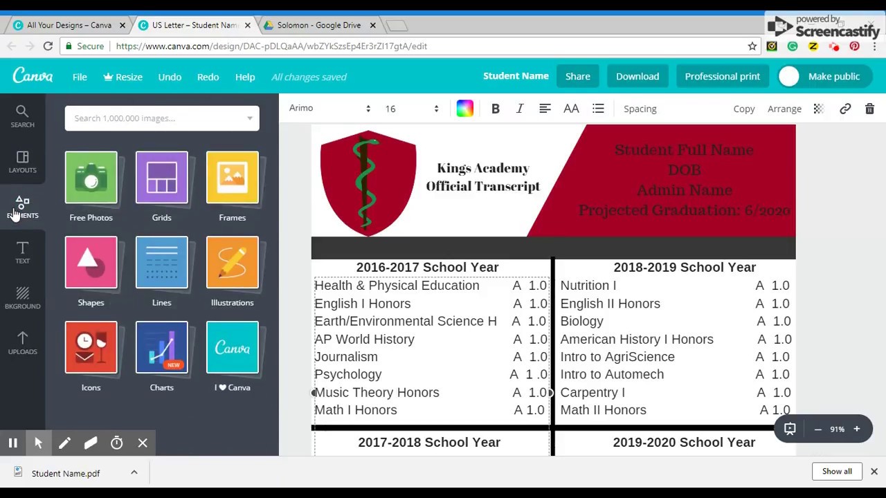 How to Use Canva to Create Homeschool Transcripts for High School Students