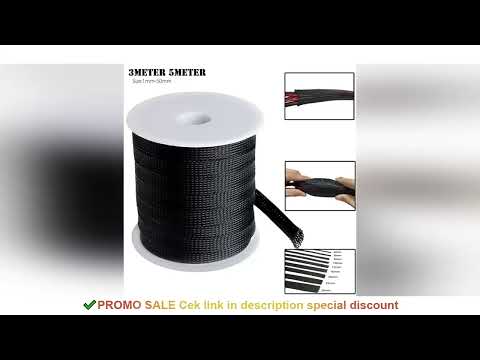 3/5M Black Insulated Braid Sleeving 1/2/4/6/8/10/12/16/18/20/25/35/50mm Tight PET Wire Cable Gland P