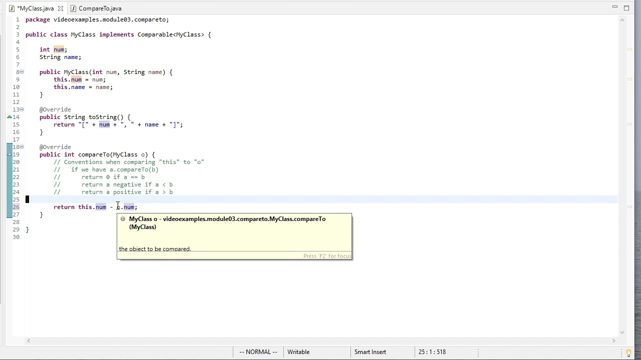 The Java Comparable Interface
