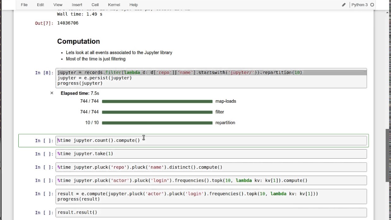 Dask+Distributed on GitHub data on S3