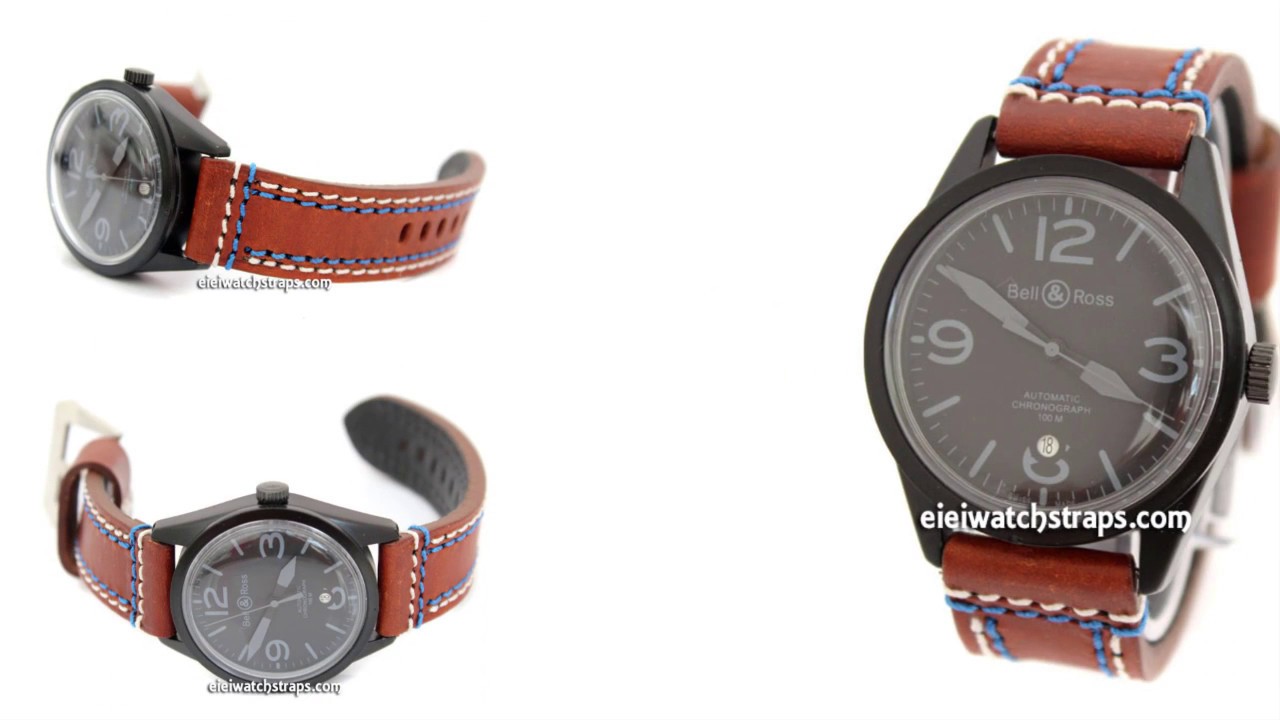 Bell & Ross 22mm Hand Stitches Leather Watch Strap Fishtail Buckle