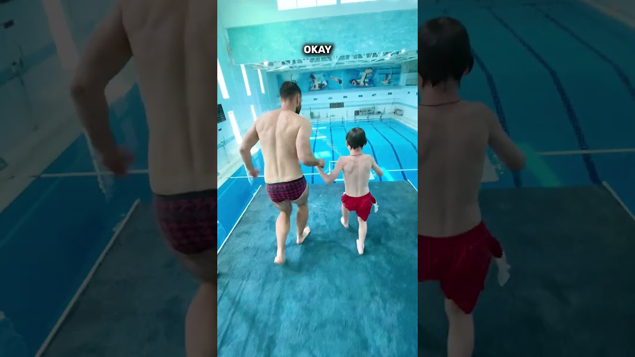 Son and Dad at the swimming pool 😳 Part 1  #swimming #waterpark #sonanddad