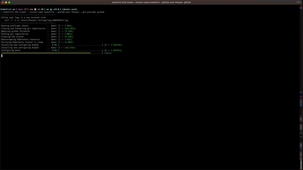 kubefirst installation of k3d (local) with GitHub