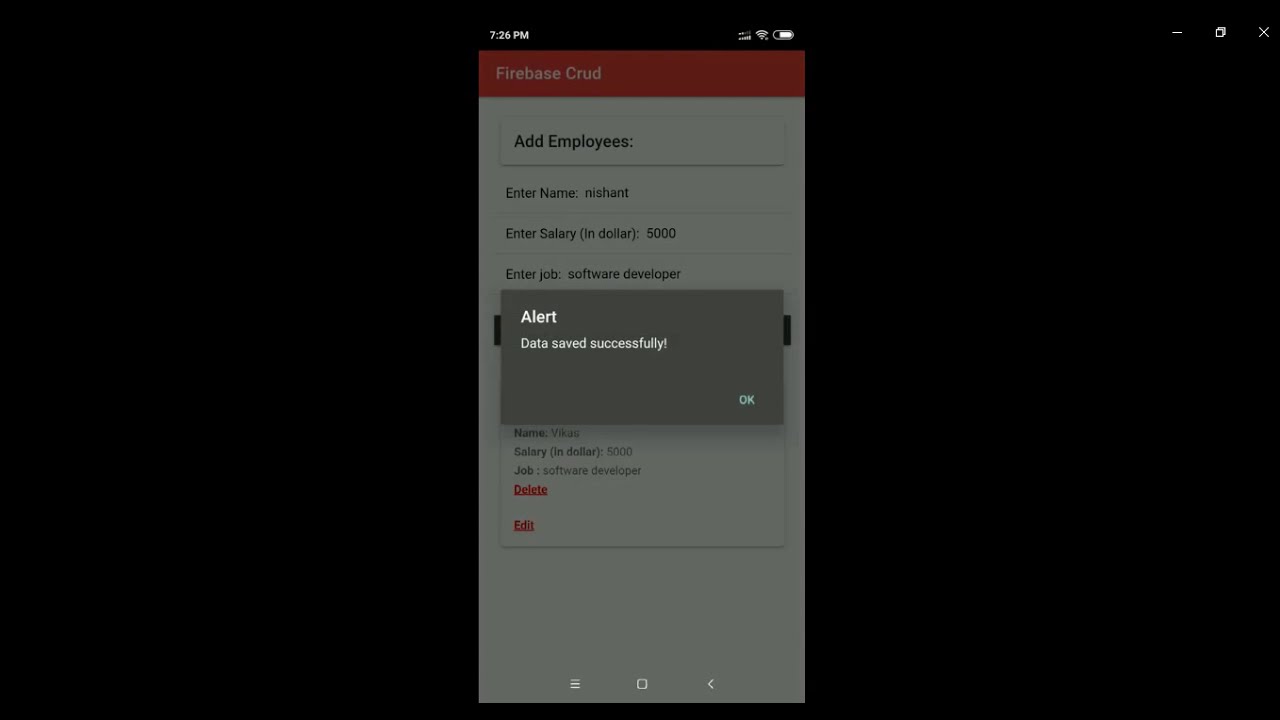 Firebase CRUD with ionic4 app.