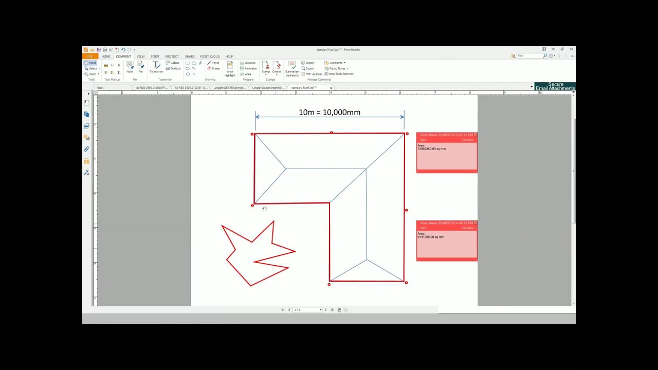 How to Calculate a Roof catchment Area from a PDF file