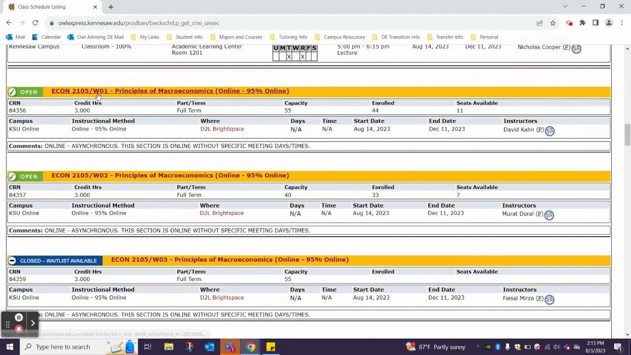 How to Use Class Schedule Search