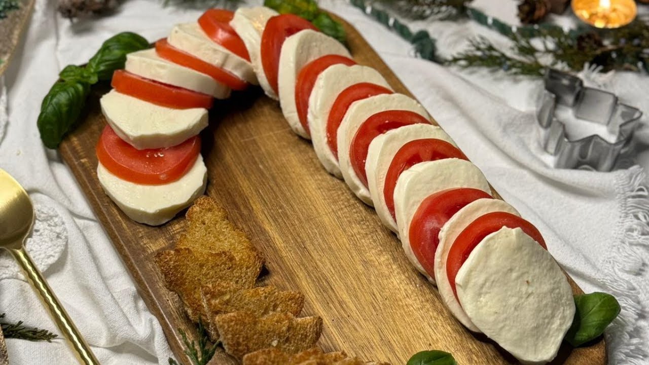 Candy Cane Caprese Board