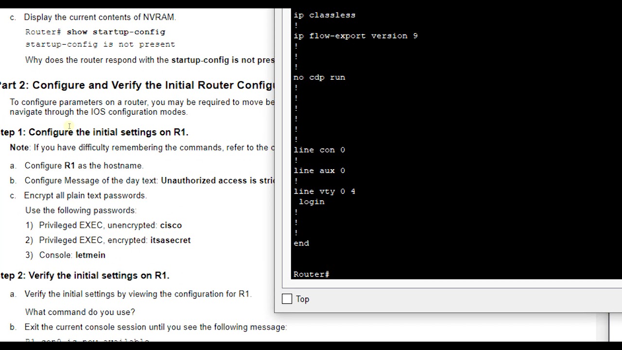 Packet Tracer 10.1.4 - Configure Initial Router Settings