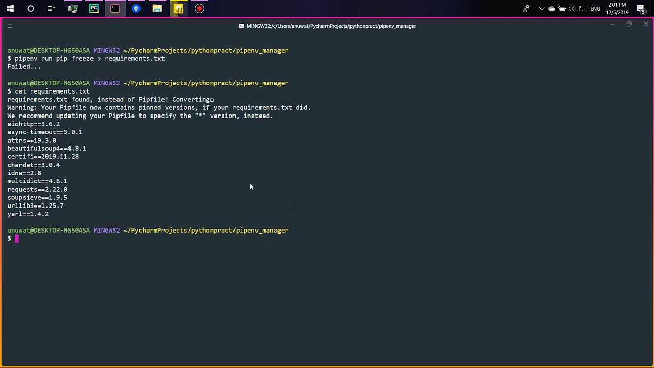 Hyper.js + GitBash + Pipenv + Pycharm = Awesome Python development stack.