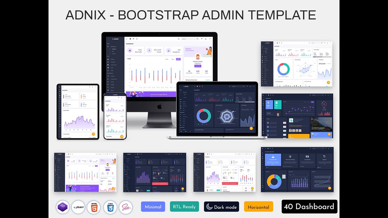 Responsive Bootstrap Admin Template Dashboard with Admin Theme – Adnix