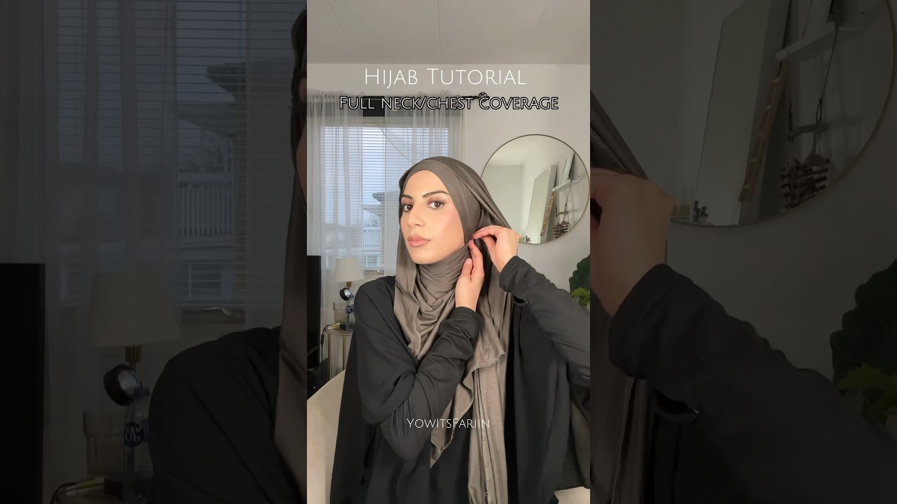 Full neck/chest coverage jersey hijab tutorial #hijabi #hijabtutorial #hijabstyle